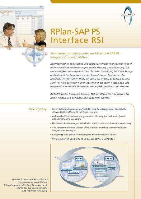 RPlan-SAP PS Interface RSI - ACTANO