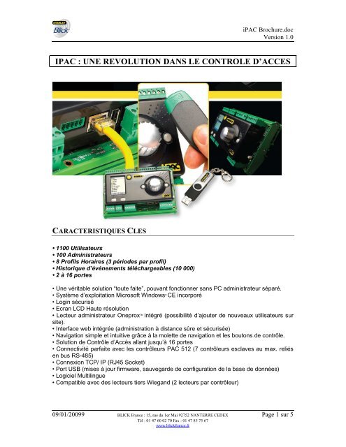 ipac : une revolution dans le controle d'acces caracteristiques cles