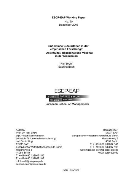 Einheitliche Gütekriterien in der empirischen Forschung? Einheitliche Gütekriterien in der empirischen Forschung?