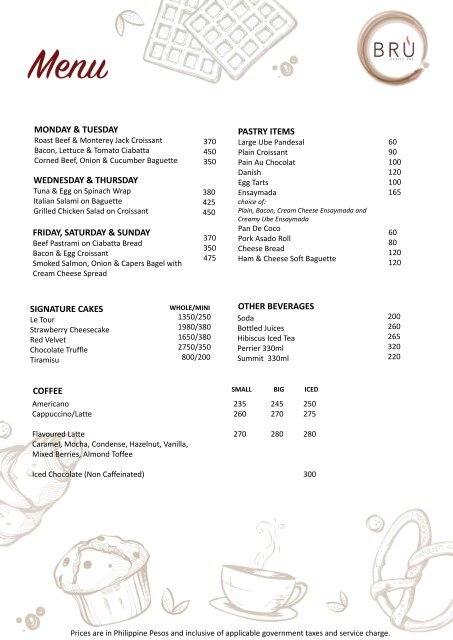 Bru Menu