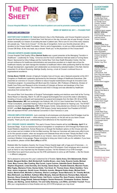 THE PINK SHEET - Crouse Hospital