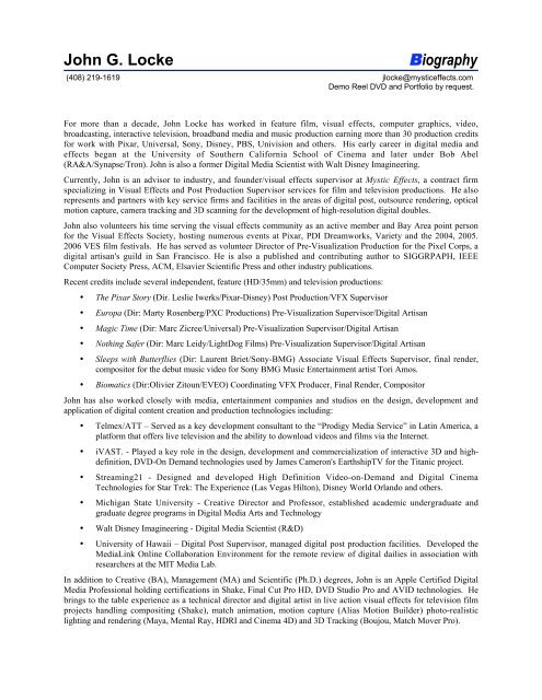 John G. Locke Biography - Services