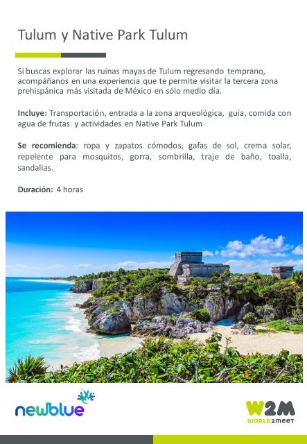 Folleto Excursiones VO Newblue ES Tulum y Native Park Tulum