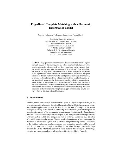 Edge-Based Template Matching with a Harmonic Deformation Model