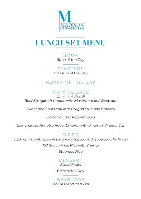 Madison Lunch Set Menu Day 3