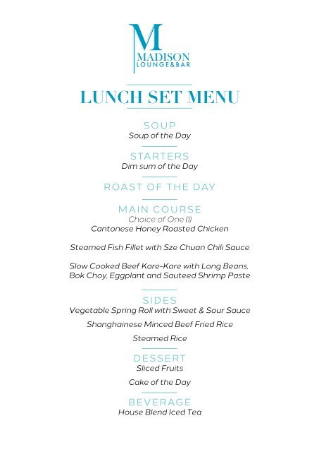 Madison Lunch Set Menu Day 4