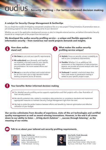 Onepager Security Profiling