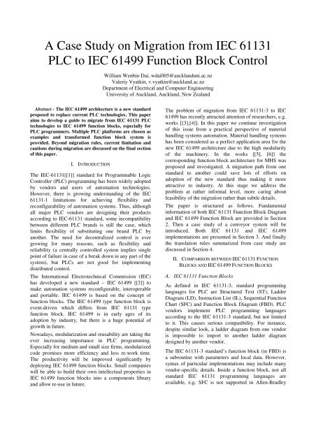 A Case Study on Migration from IEC 61131 PLC to IEC 61499 ...