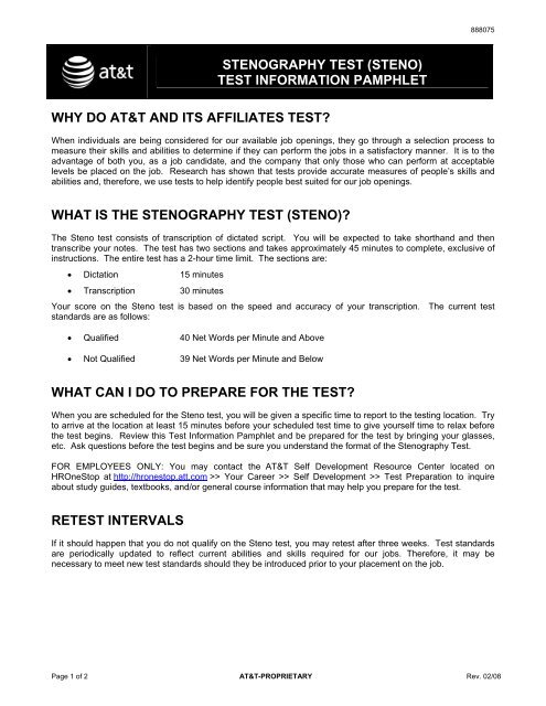 Stenography Test (Steno) - AT&T