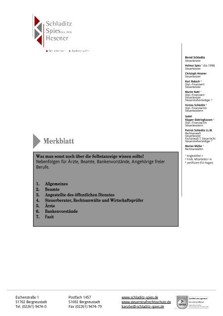 Merkblatt - Schladitz - Spies - Hesener