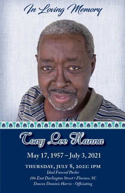 Tony Hanna Memorial Program