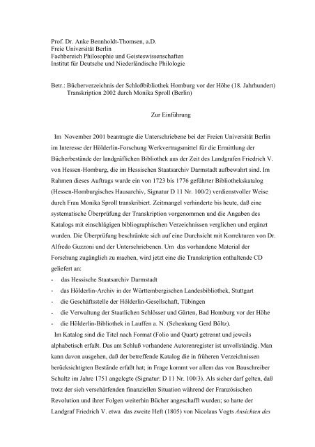 Prof. Dr. Anke Bennholdt-Thomsen, a.D. Freie Universität Berlin ... Prof. Dr. Anke Bennholdt-Thomsen, a.D. Freie Universität Berlin ...