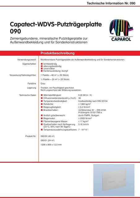Capatect-WDVS-Putzträgerplatte 090 - Caparol
