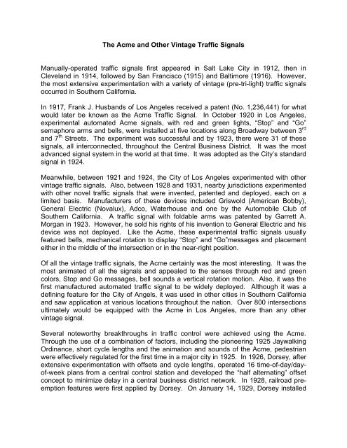 The Acme and Other Vintage Traffic Signals - City of Los Angeles