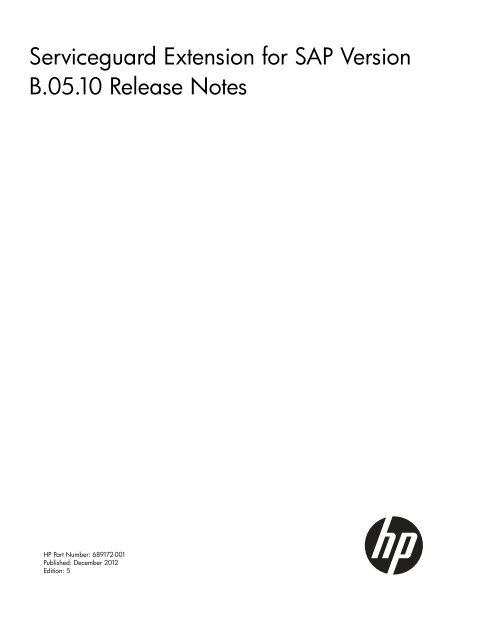 Serviceguard Extension for SAP Version B.05.10 ... - Hewlett Packard