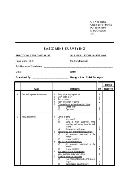 BASIC MINE SURVEYING
