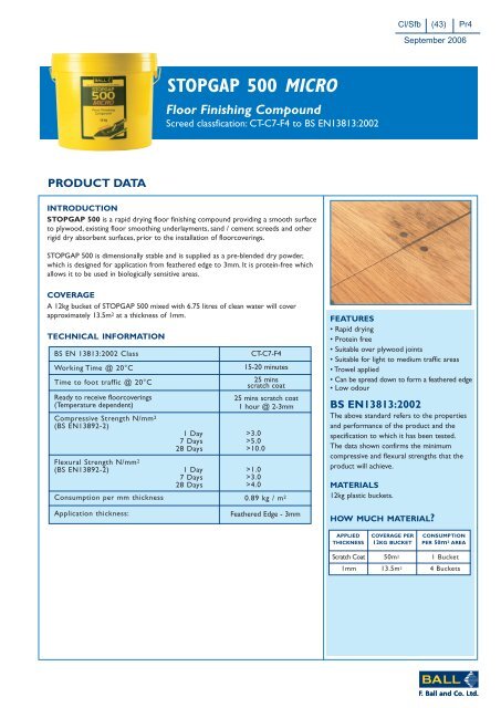 STOPGAP 500 MICRO Floor Finishing Compound - F Ball