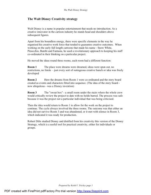 The Walt Disney Creativity strategy - WiredPortfolio