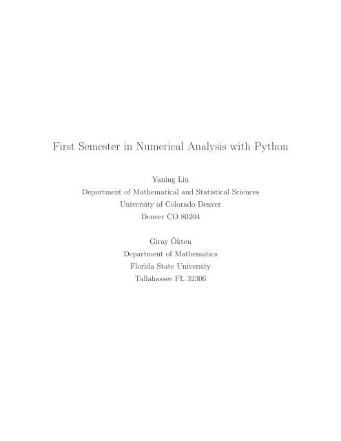 First Semester in Numerical Analysis with Python, 2020a