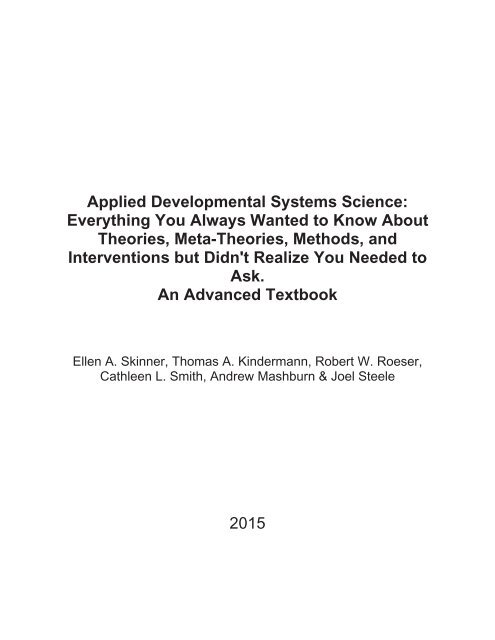 Applied Developmental Systems Science- Everything You Always Wanted to ...
