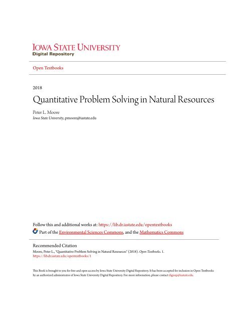 Quantitative Problem Solving in Natural Resources, 2018