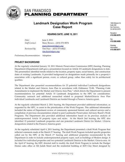 Landmark Designation Work Program - San Francisco Planning ...