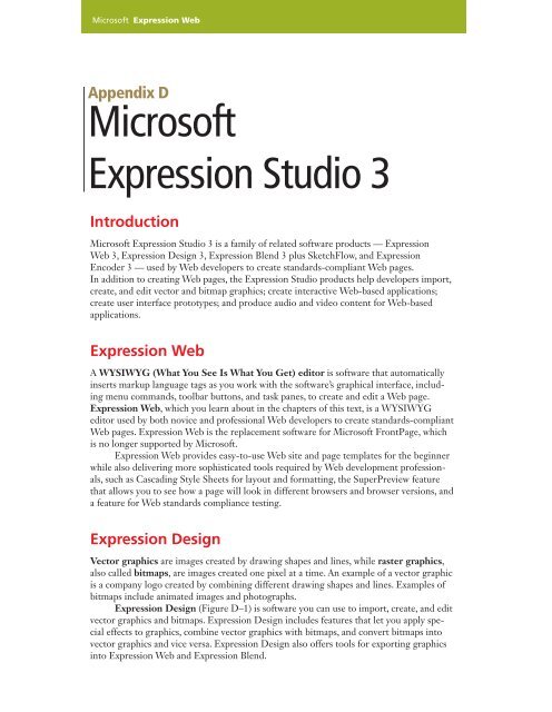 Microsoft Expression Studio 3 - Course Technology