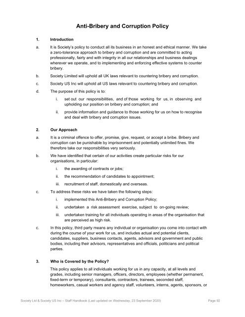 Anti-Bribery and Corruption Policy (2021)