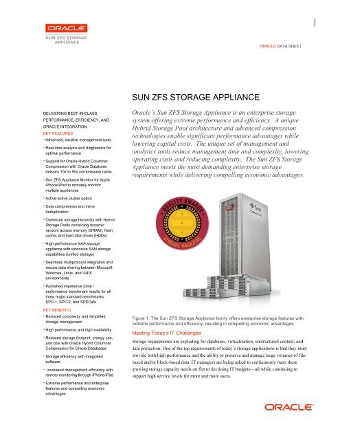 Sun Zfs Storage Appliance Data Sheet Pdf Oracle