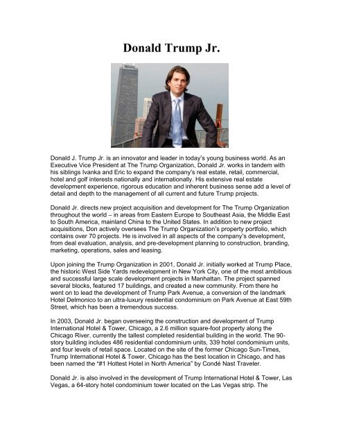 The Trump Organization - Donald Trump Jr. Biography