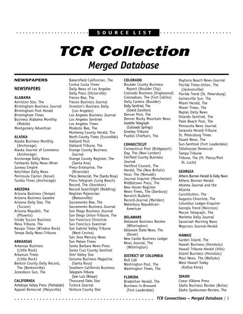 Merged Database - TCR Connections