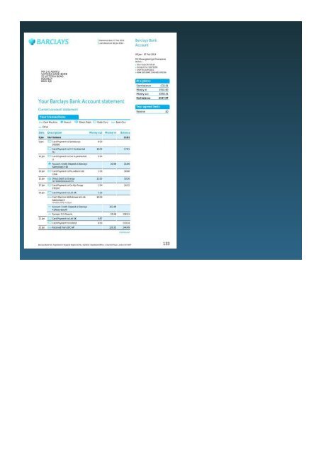 Your Barclays Bank Account statement