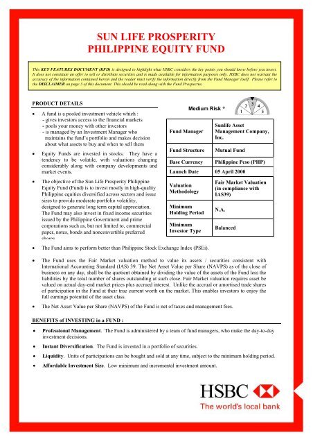 sun life prosperity philippine equity fund - HSBC Philippines