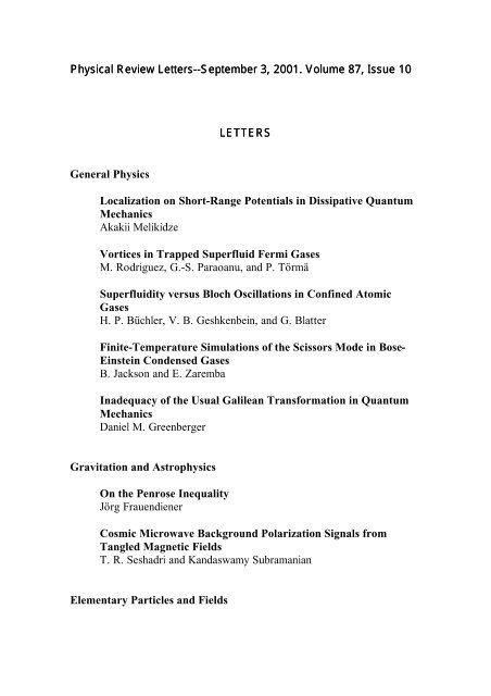 Physical Review Letters--