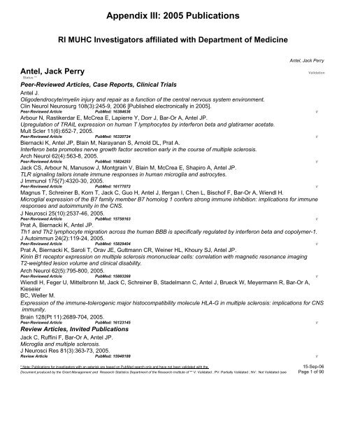 Appendix III: 2005 Publications - McGill University