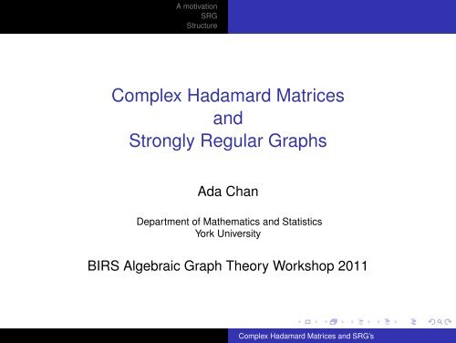 Complex Hadamard Matrices and Strongly Regular Graphs
