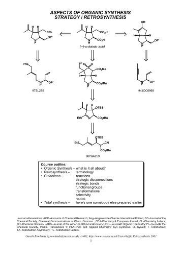Organic Synthesis Strategy and Control