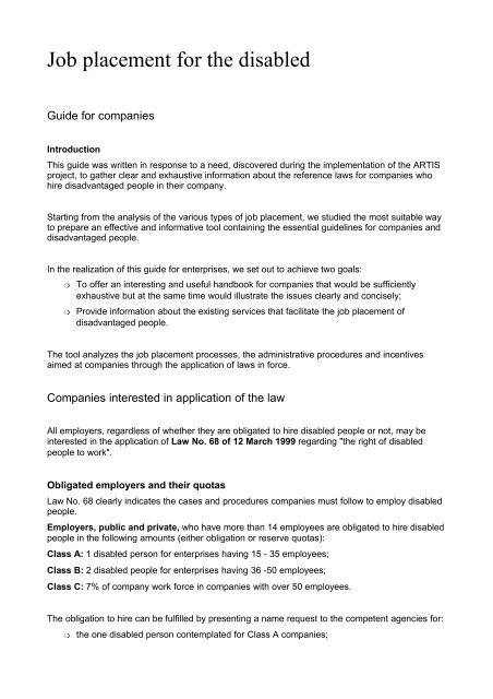 Job placement for the disabled