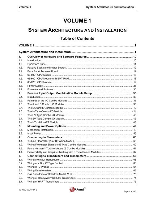Omni 3000 6000 Flow Computer User Manual Volume 1 System