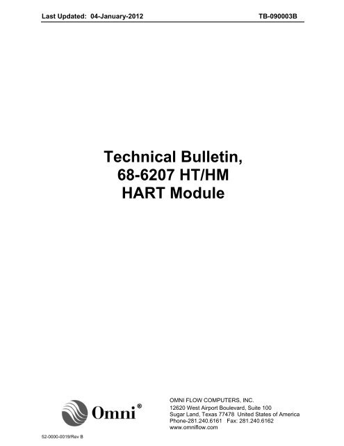 Technical Bulletin, 68-6207 HT/HM HART Module - OMNI Flow ...