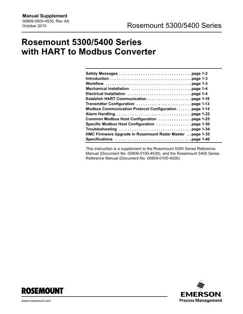 Rosemount 5300/5400 Series with HART - Emerson Process ...