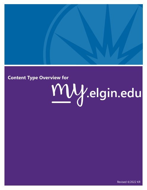 my.elgin.edu Content Types Overview