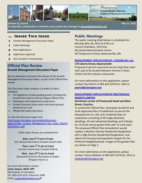 Official Plan Review Public Meetings - Municipality of Clarington