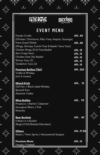 Online Event Menu