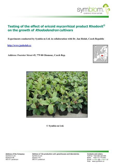 Testing of the effect of ericoid mycorrhizal product ... - Symbiom