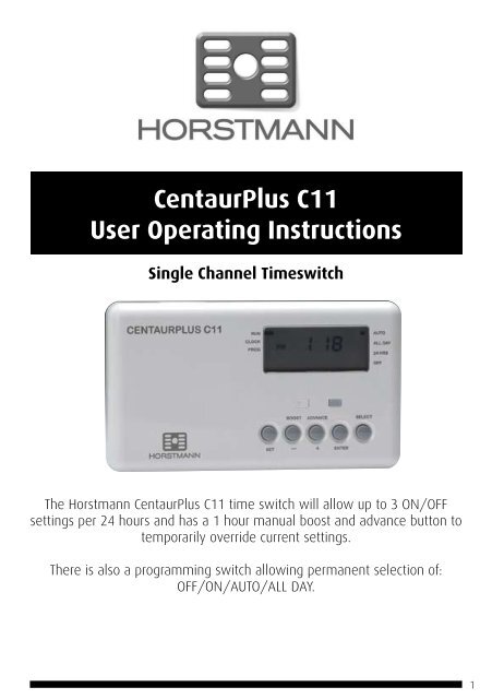 CentaurPlus C11 User Operating Instructions - Horstmann