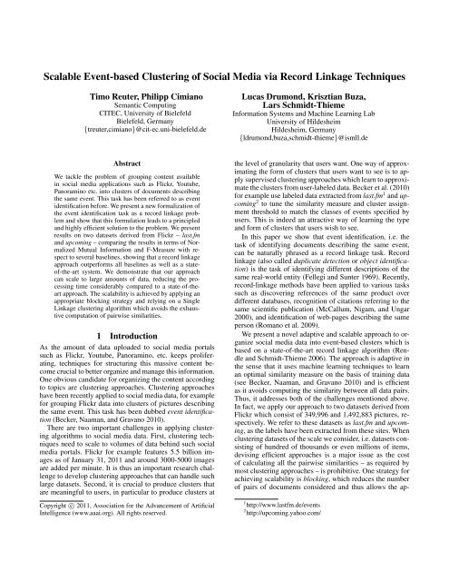 Scalable Event-based Clustering of Social Media via ... - ISMLL