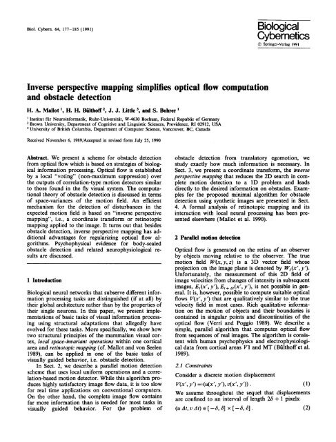 Inverse perspective mapping simplifies optical flow computation and ...
