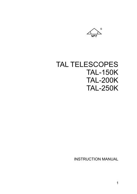 TAL TELESCOPES TAL- 50K TAL-200K TAL-250K