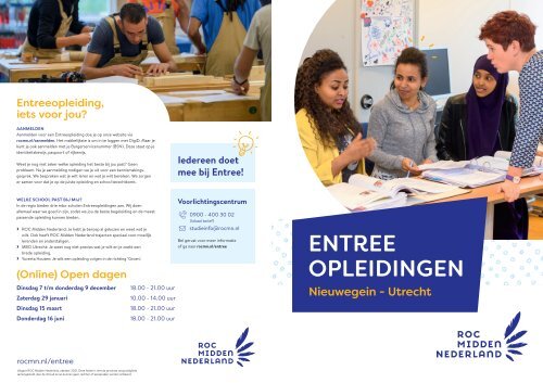 Entreeopleidingen in Nieuwegein en Utrecht 2022 - 2023 ROC Midden Nederland